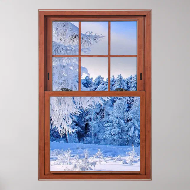 Fresh Snow Cover Fake Window Illusion Poster | Zazzle