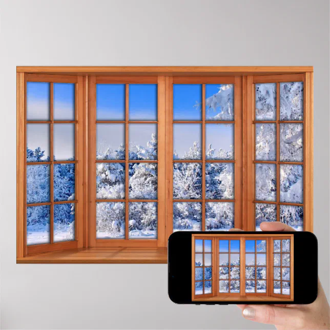 Fresh Snow Cover Fake Window Illusion Poster | Zazzle
