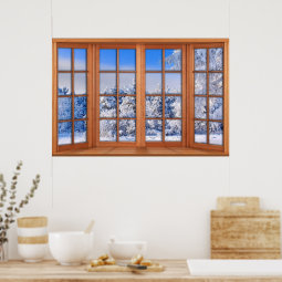 Fresh Snow Cover Fake Window Illusion Poster | Zazzle