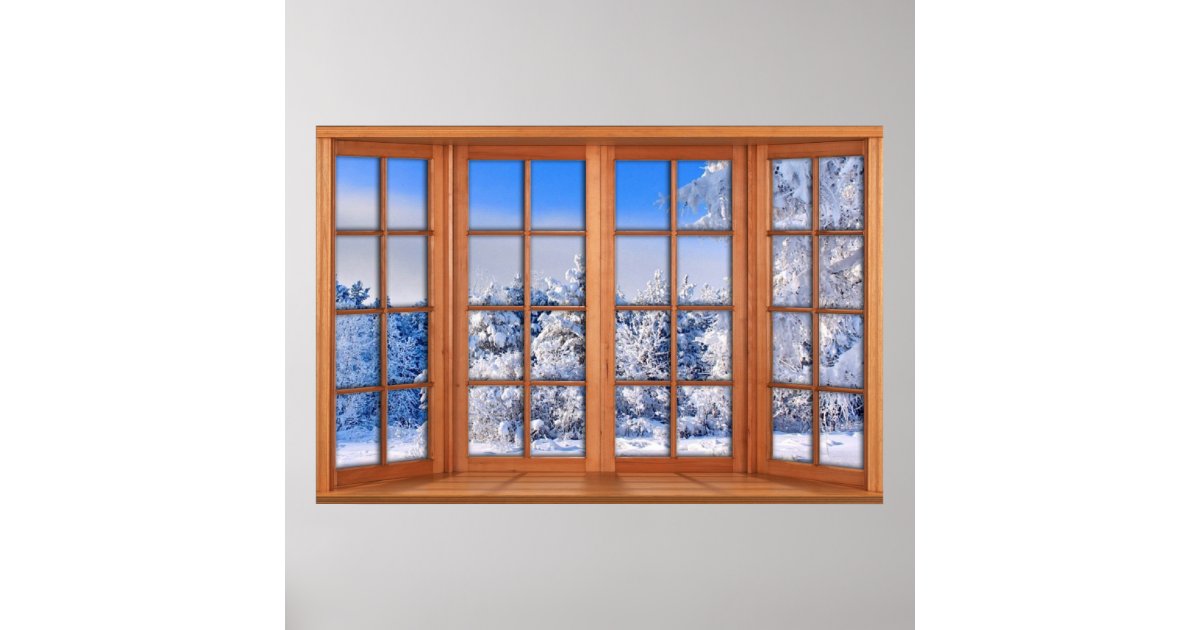 Fresh Snow Cover Fake Window Illusion Poster | Zazzle