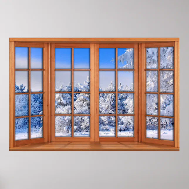 Fresh Snow Cover Fake Window Illusion Poster | Zazzle