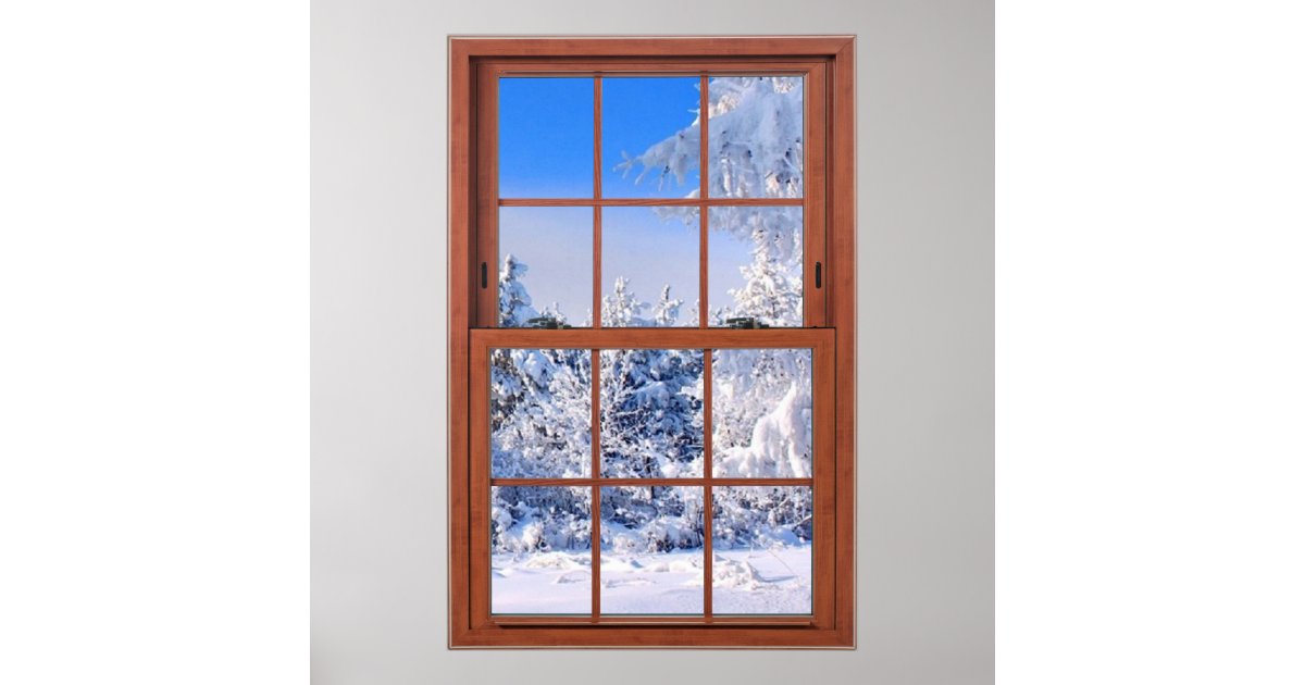 Fresh Snow Cover Fake Window Illusion Poster | Zazzle