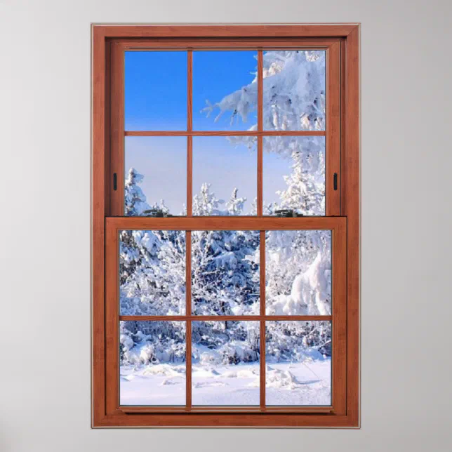 Fresh Snow Cover Fake Window Illusion Poster | Zazzle