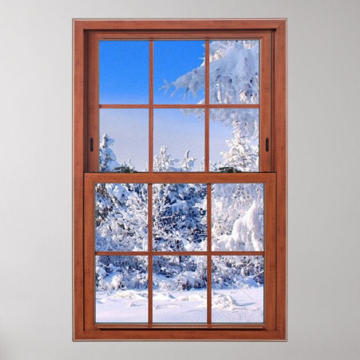 Fresh Snow Cover Fake Window Illusion Poster | Zazzle.com
