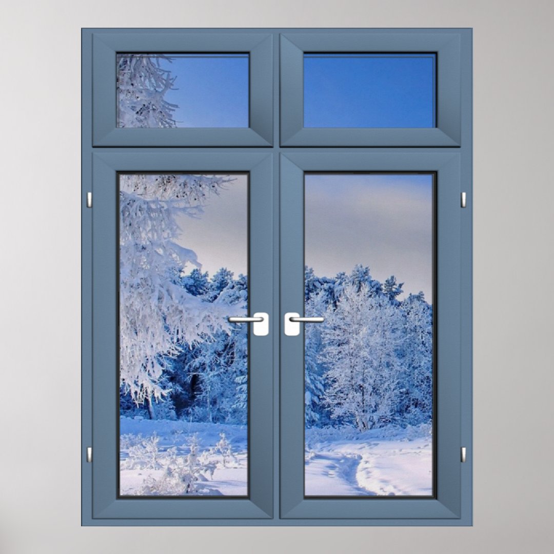 Fresh Snow Winter View - Fake Window Illusion Poster | Zazzle