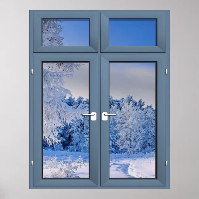 Fresh Snow Winter View - Fake Window Illusion Poster | Zazzle
