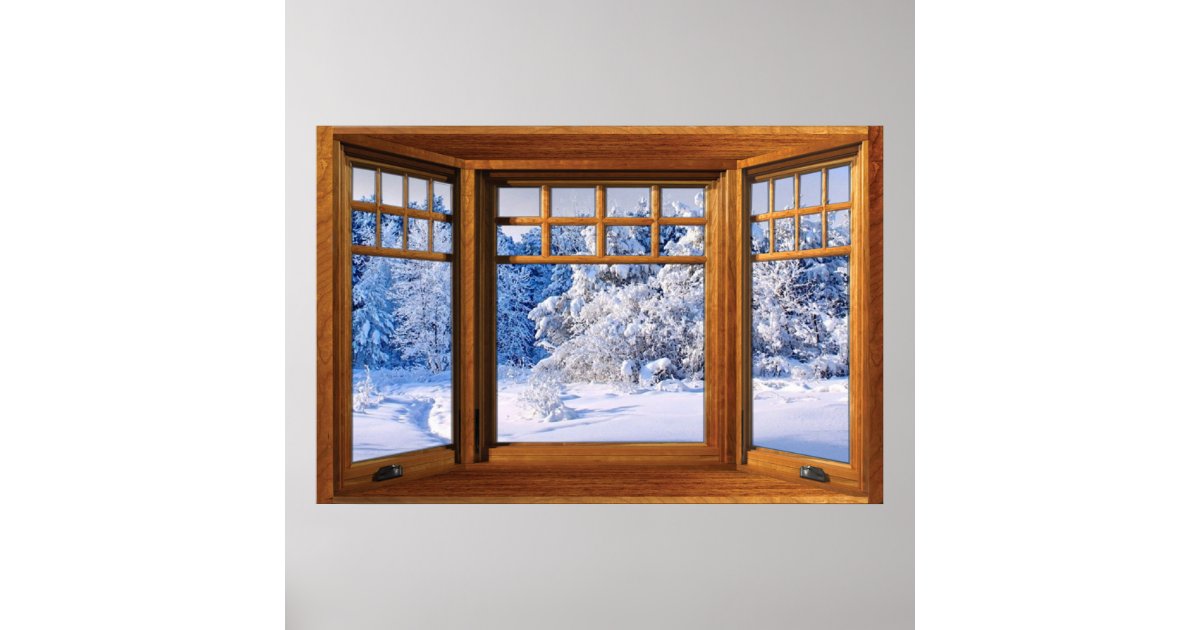 Fresh Snow Winter View - Fake Window Illusion Poster | Zazzle