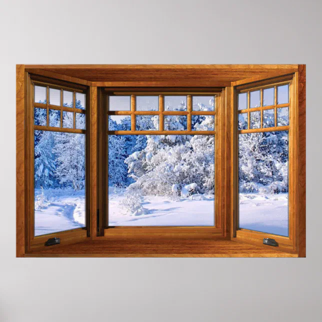 Fresh Snow Winter View - Fake Window Illusion Poster | Zazzle