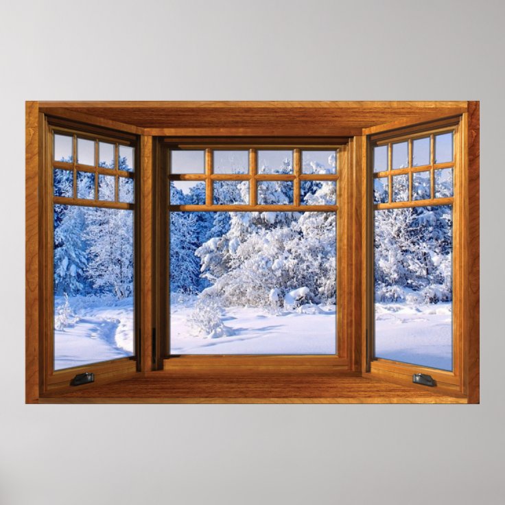 Fresh Snow Winter View - Fake Window Illusion Poster | Zazzle