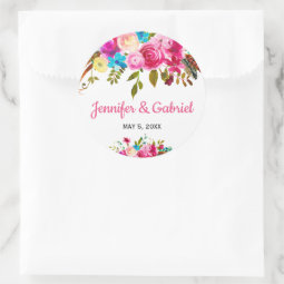 Fresh Spring Pink Watercolor Floral sticker | Zazzle
