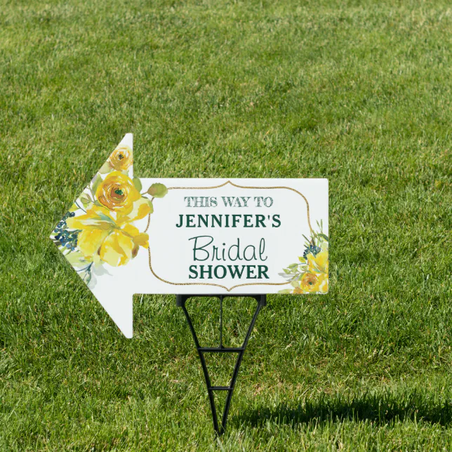 Fresh Spring Yellow Floral Bridal Shower Direction Sign | Zazzle