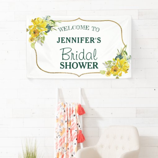 Fresh Spring Yellow Floral Bridal Shower Welcome Banner | Zazzle