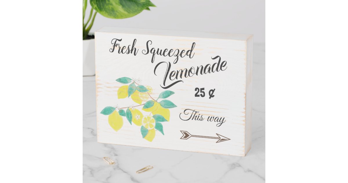Fresh Squeezed Lemonade Rustic Wooden Box Sign | Zazzle