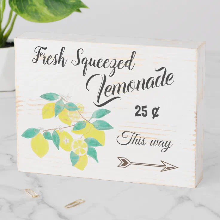 Fresh Squeezed Lemonade Rustic Wooden Box Sign | Zazzle