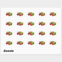Fresh Strawberries Classic Round Sticker | Zazzle