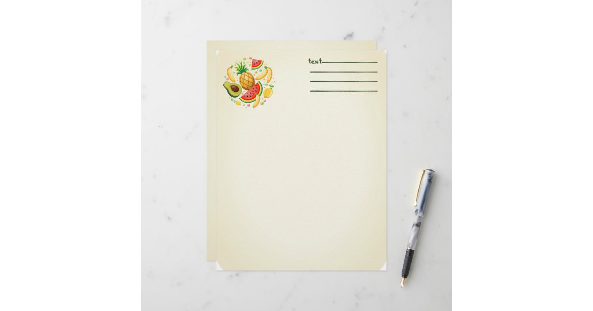 Fresh Summer Fruits Pattern Letterhead | Zazzle