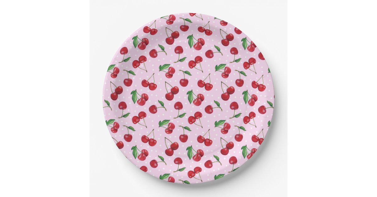Fresh Sweet Cherries Paper Plates | Zazzle