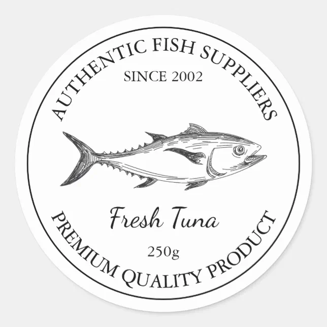 Fresh Tuna Fish Packaging Label | Zazzle