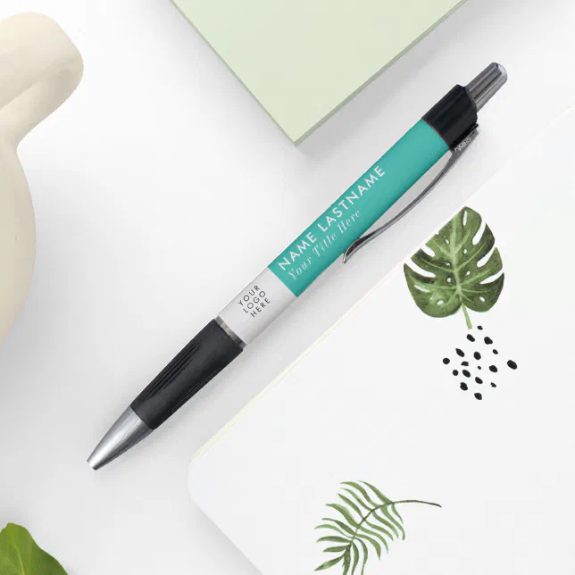 Fresh Turquoise Modern Simple Custom Logo Business Pen | Zazzle