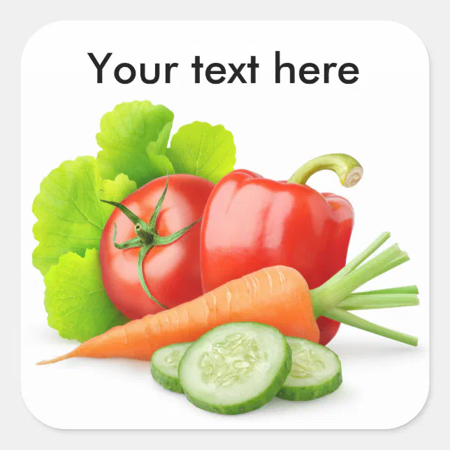 Fresh vegetables square sticker | Zazzle