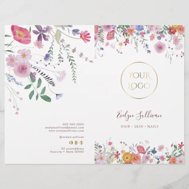 Fresh wildflowers service menu brochure | Zazzle