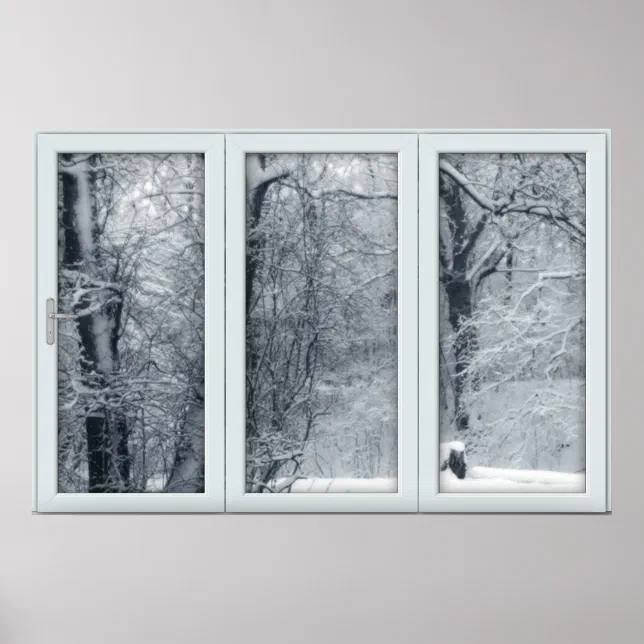 Fresh Winter Snowfall Window with a View Poster | Zazzle