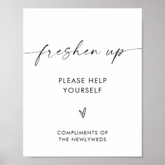 Freshen Up Wedding Bathroom Basket Sign | Zazzle