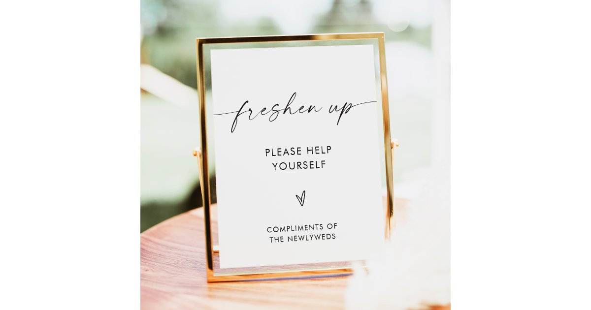 Freshen Up Wedding Bathroom Basket Sign | Zazzle
