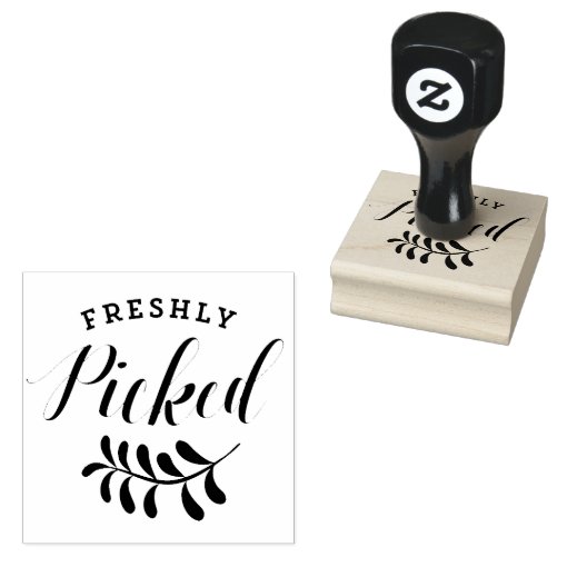 Freshly Picked Typography | Fresh Produce Rubber Stamp | Zazzle