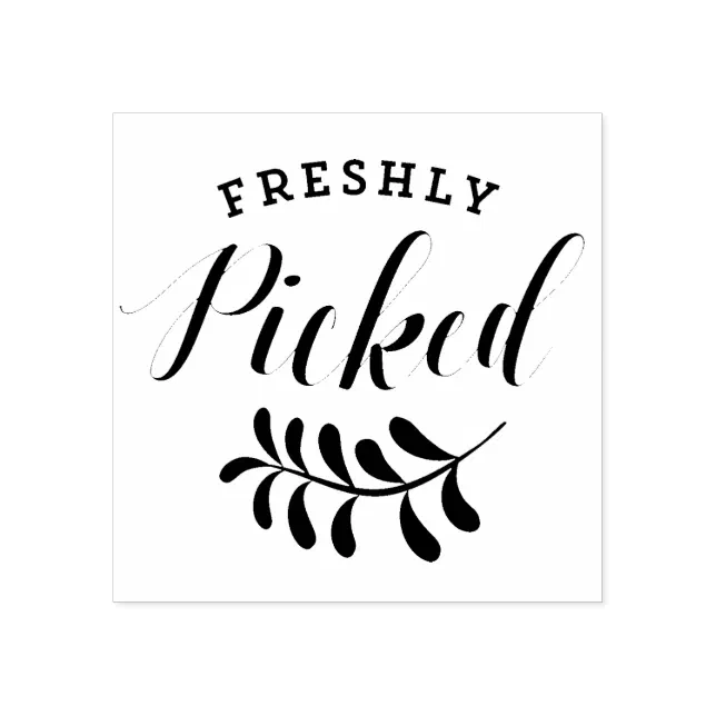 Freshly Picked Typography | Fresh Produce Rubber Stamp | Zazzle