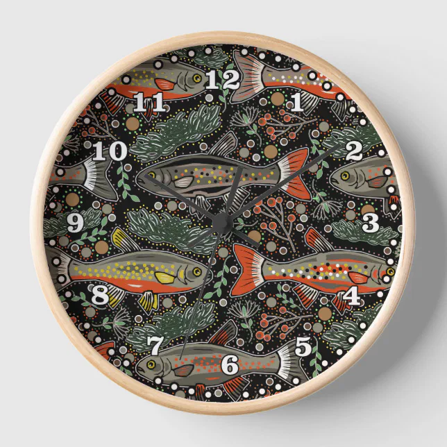 Freshwater Fish, Stylish Design, Trout, Fishing Clock | Zazzle