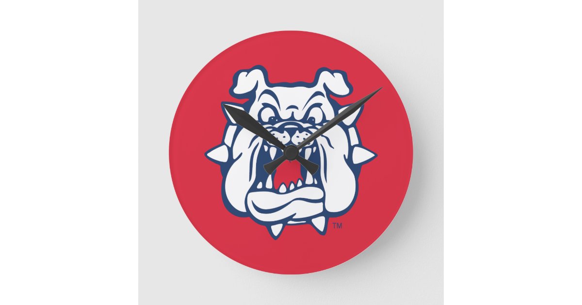Fresno State Bulldog Head Round Clock | Zazzle