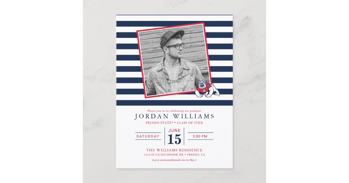 Fresno State Striped Graduation Announcement | Zazzle