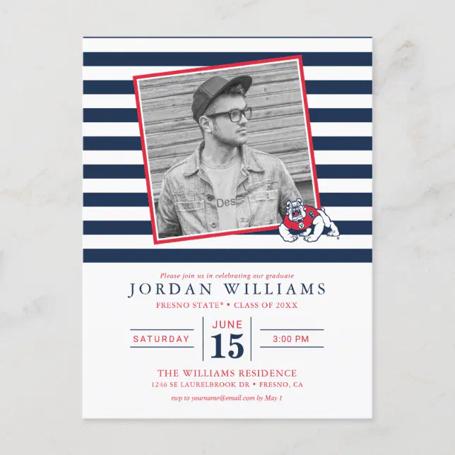 Fresno State Striped Graduation Announcement | Zazzle