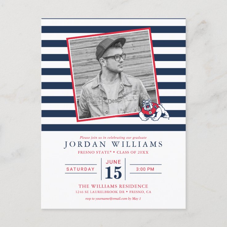 Fresno State Striped Graduation Announcement | Zazzle