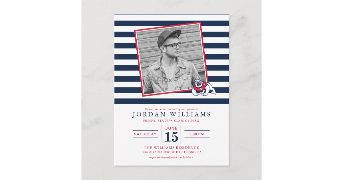 Fresno State Striped Graduation Announcement | Zazzle