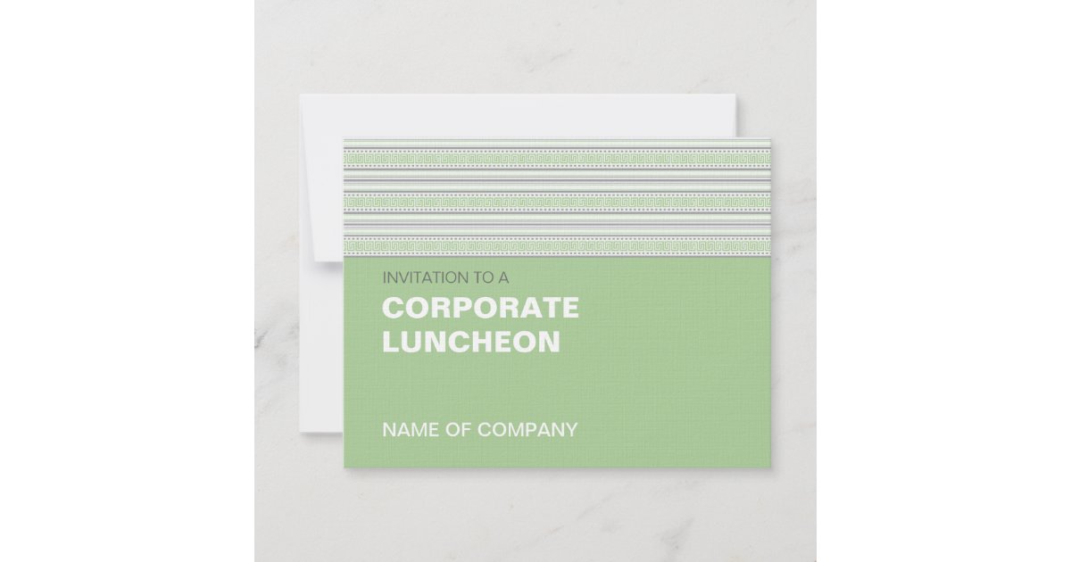 Fret Stripe Pistachio Corporate Luncheon Invitation | Zazzle