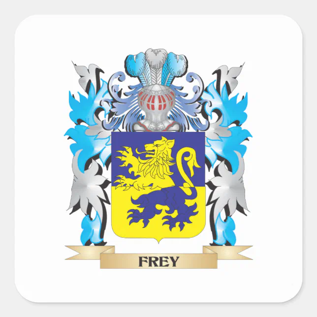 Frey Coat of Arms - Family Crest Square Sticker | Zazzle
