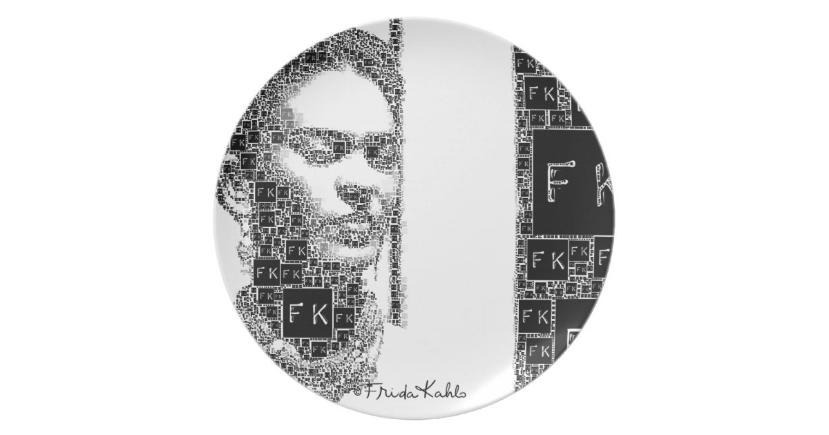 Frida Kahlo Black and White Portrait Dinner Plate | Zazzle