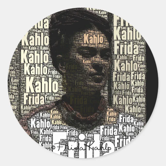 Frida Kahlo Lettering Portrait Classic Round Sticker | Zazzle