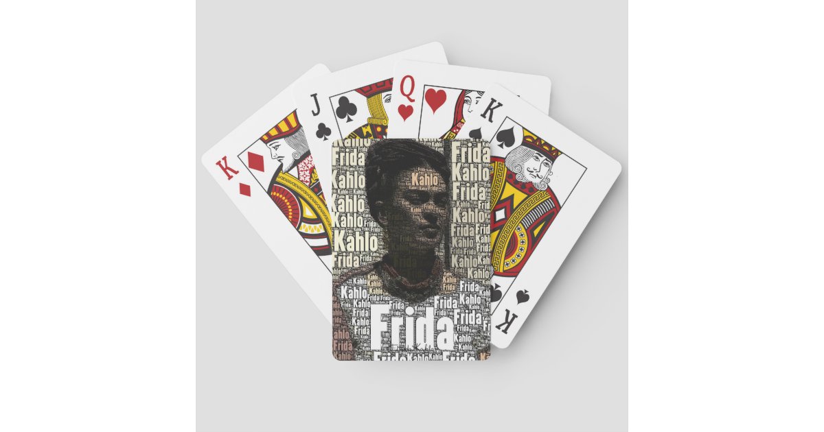Frida Kahlo Lettering Portrait Poker Cards | Zazzle