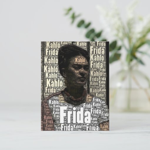 Frida Kahlo Lettering Portrait Postcard | Zazzle