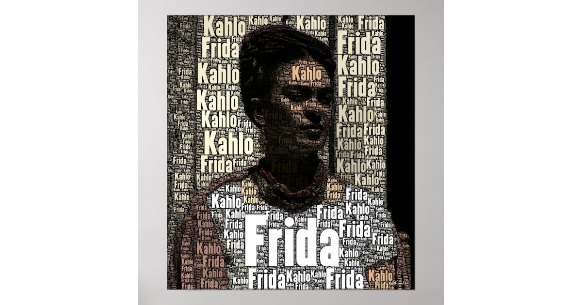 Frida Kahlo Lettering Portrait Poster | Zazzle