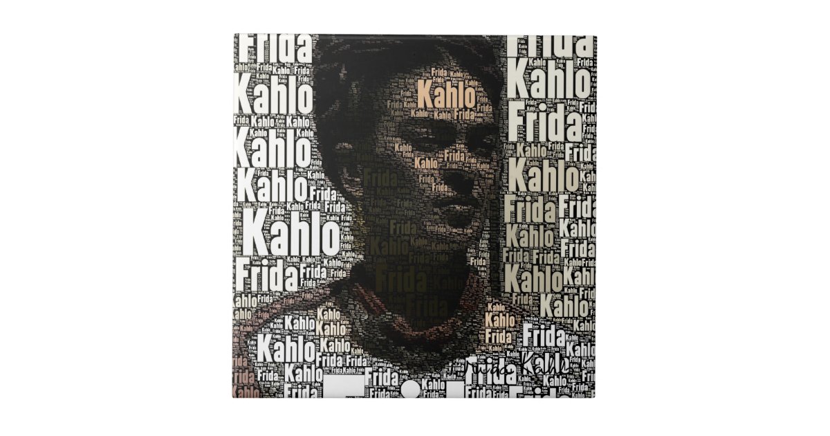 Frida Kahlo Lettering Portrait Tile | Zazzle