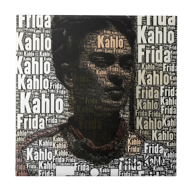 Frida Kahlo Lettering Portrait Tile | Zazzle