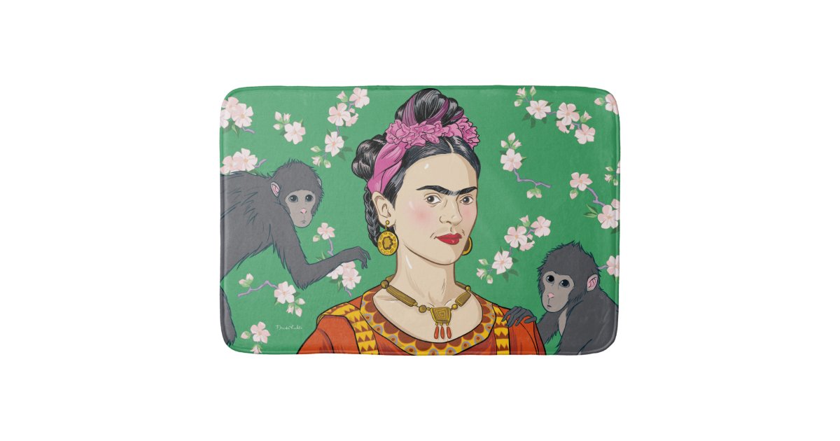 Frida Kahlo Monkey Graphic Bath Mat | Zazzle