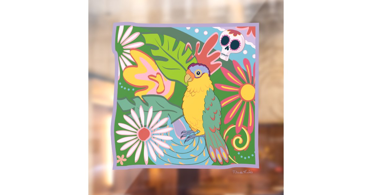 Frida Kahlo Parrot Graphic Window Cling | Zazzle