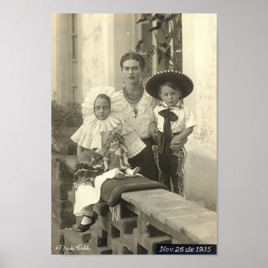 Frida Kahlo w/ Children Poster | Zazzle