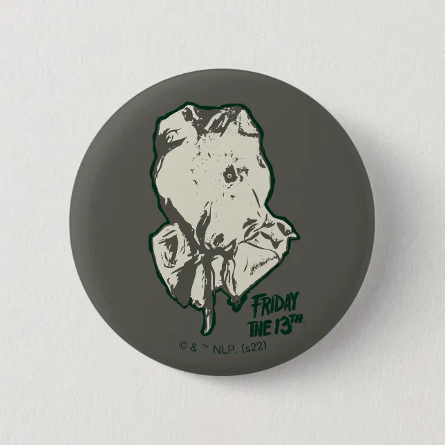 Friday the 13th | Jason Voorhees Burlap Sack Button | Zazzle