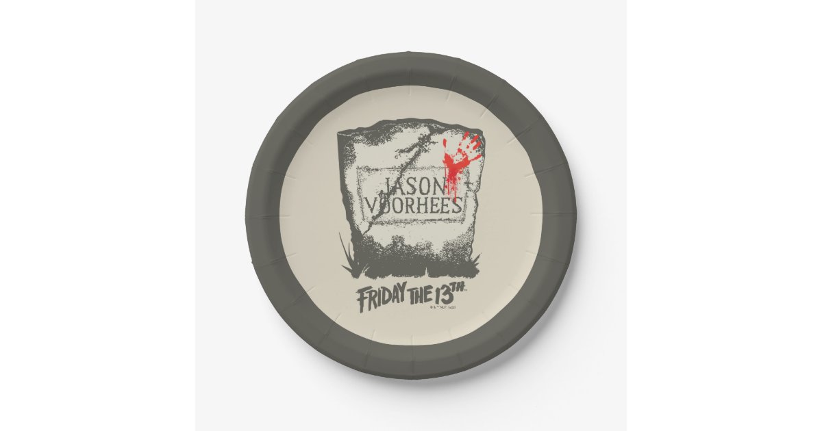 Friday the 13th | Jason Voorhees Headstone Paper Plates | Zazzle